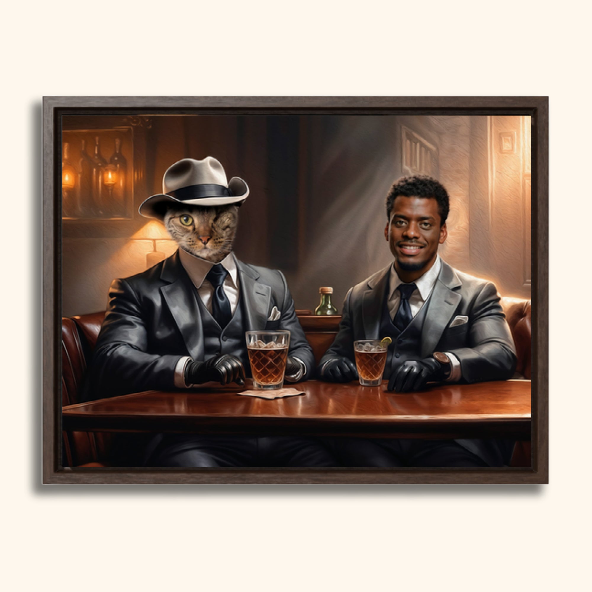 Custom Mafia Duo Portrait – Personalized Pet & Human Gangster Canvas ...